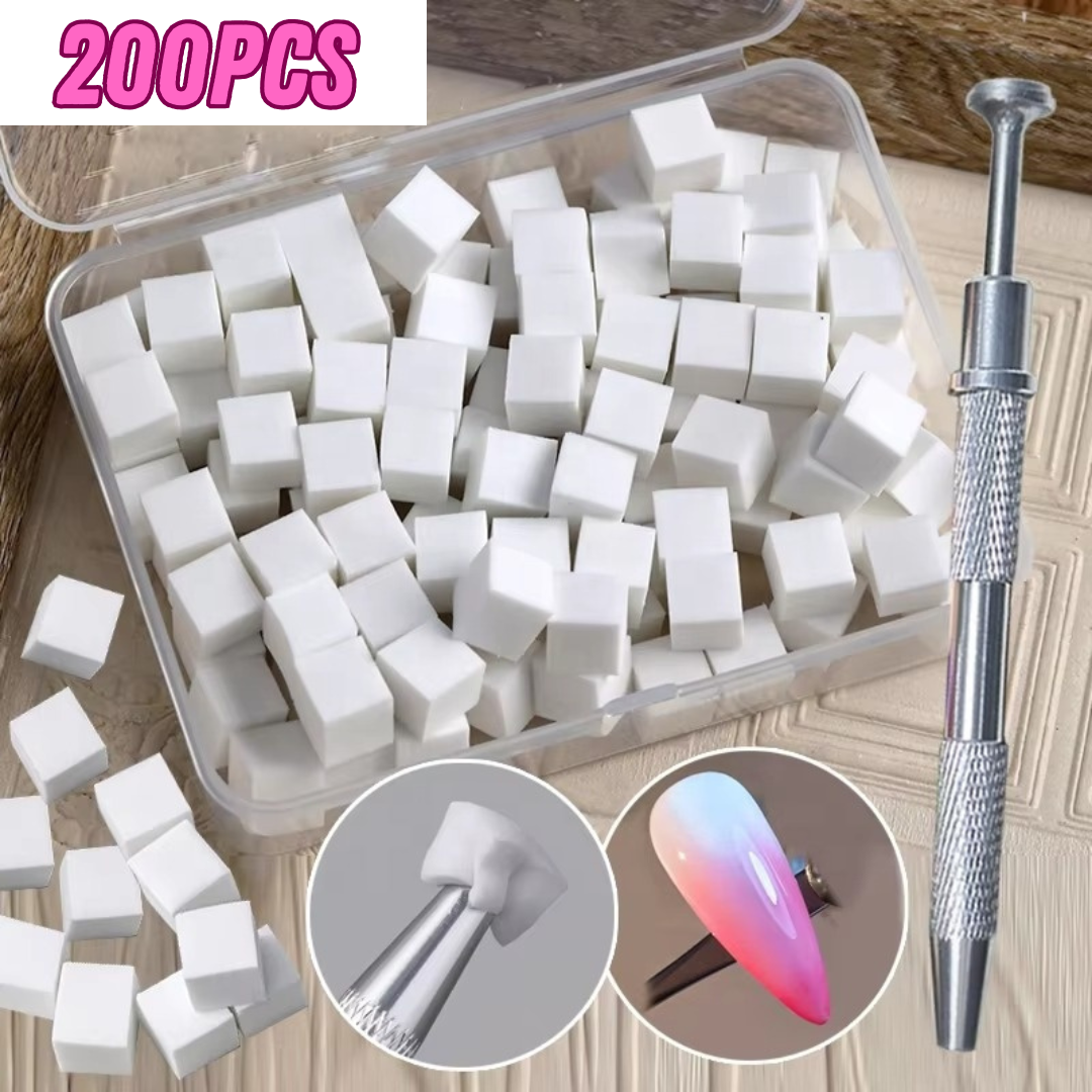 200Pcs Nail Art Sponges – Soft Gradient Gel Polish Blending Applicator ...